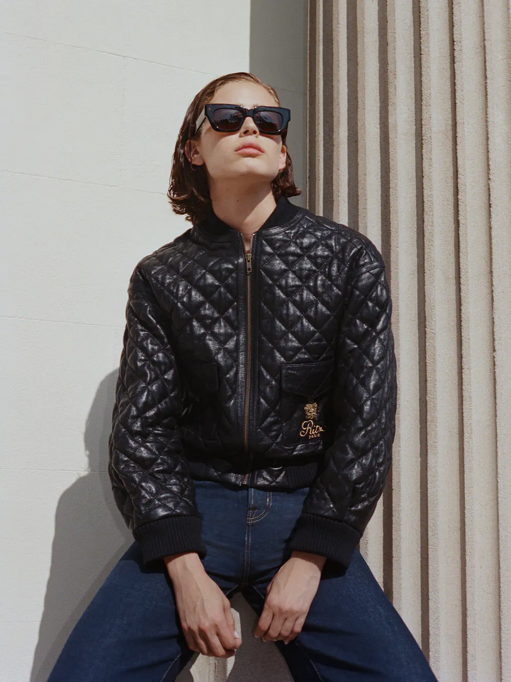 RITZ W QUILTED LEATHER BOMBER BLACK – FRAME